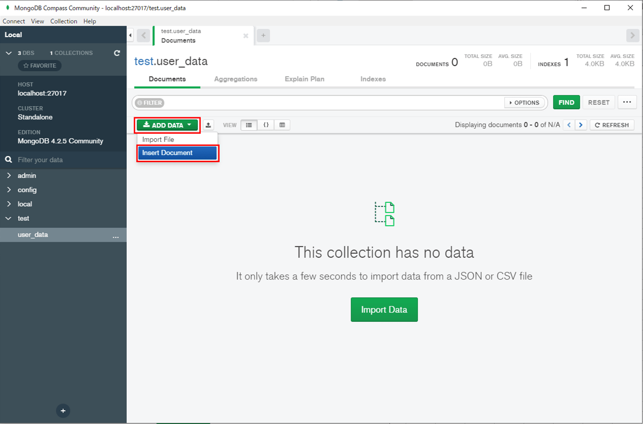MongoDBをCompassというGUIツールで操作してみた
