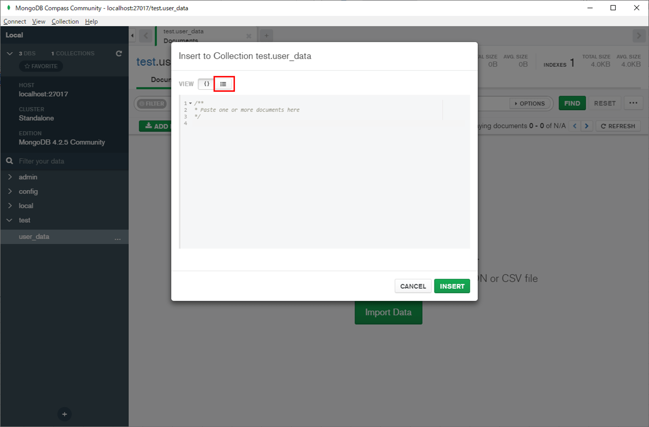 MongoDBをCompassというGUIツールで操作してみた